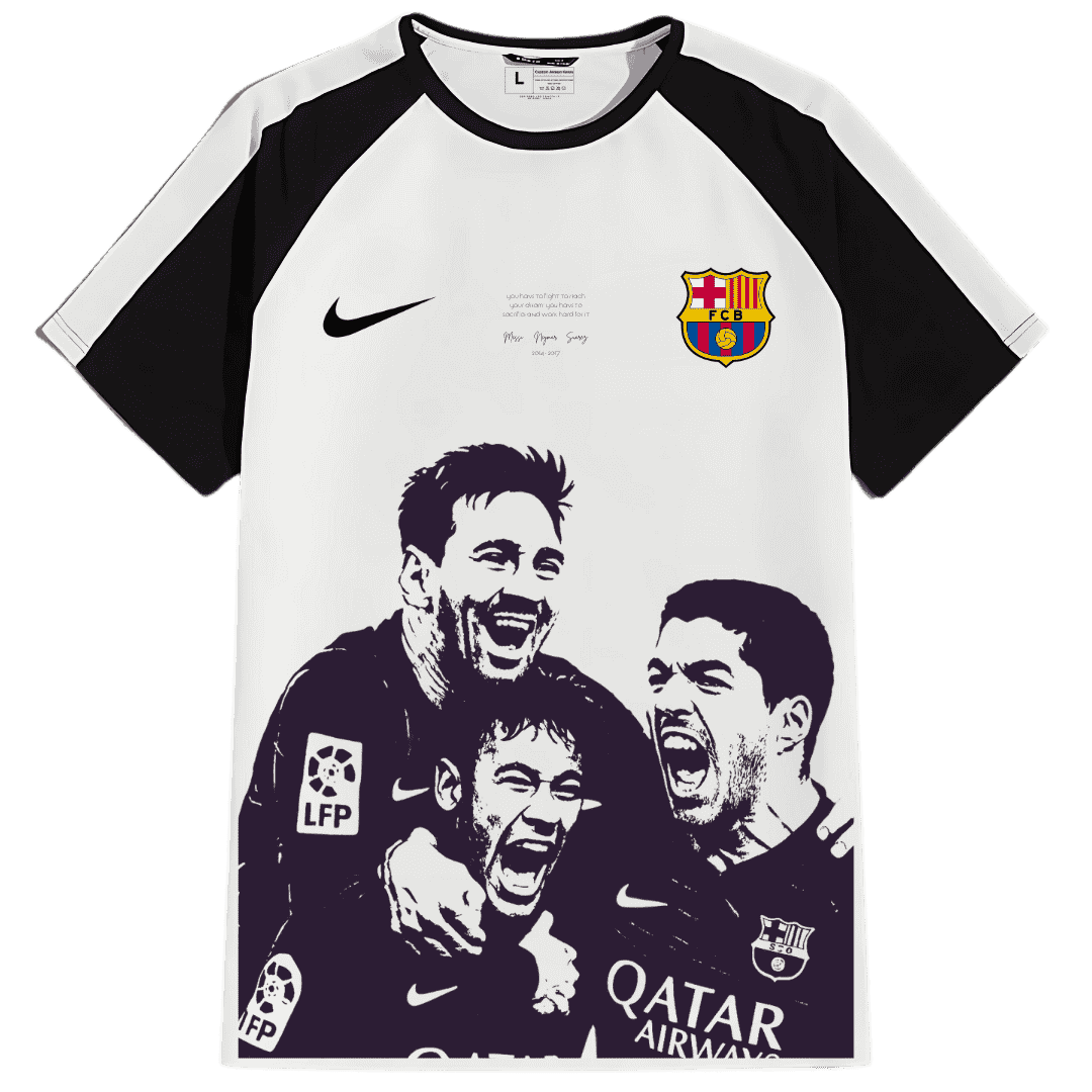 Messi Suarez Neymar , MSN Legacy, Black & White Retro Jersey - Custom ...
