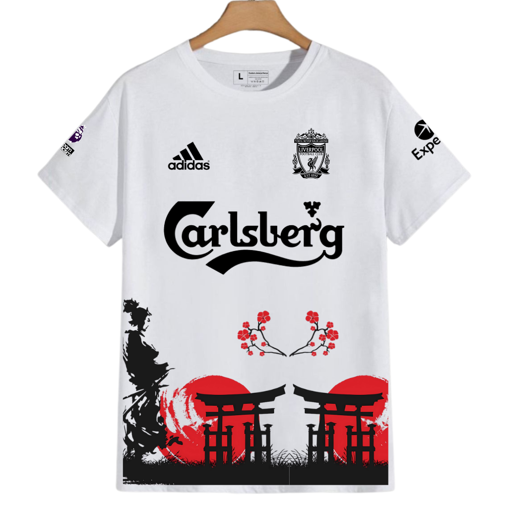 Liverpool Carlsberg Adidas Samurai White Cotton Tee - Custom Football ...